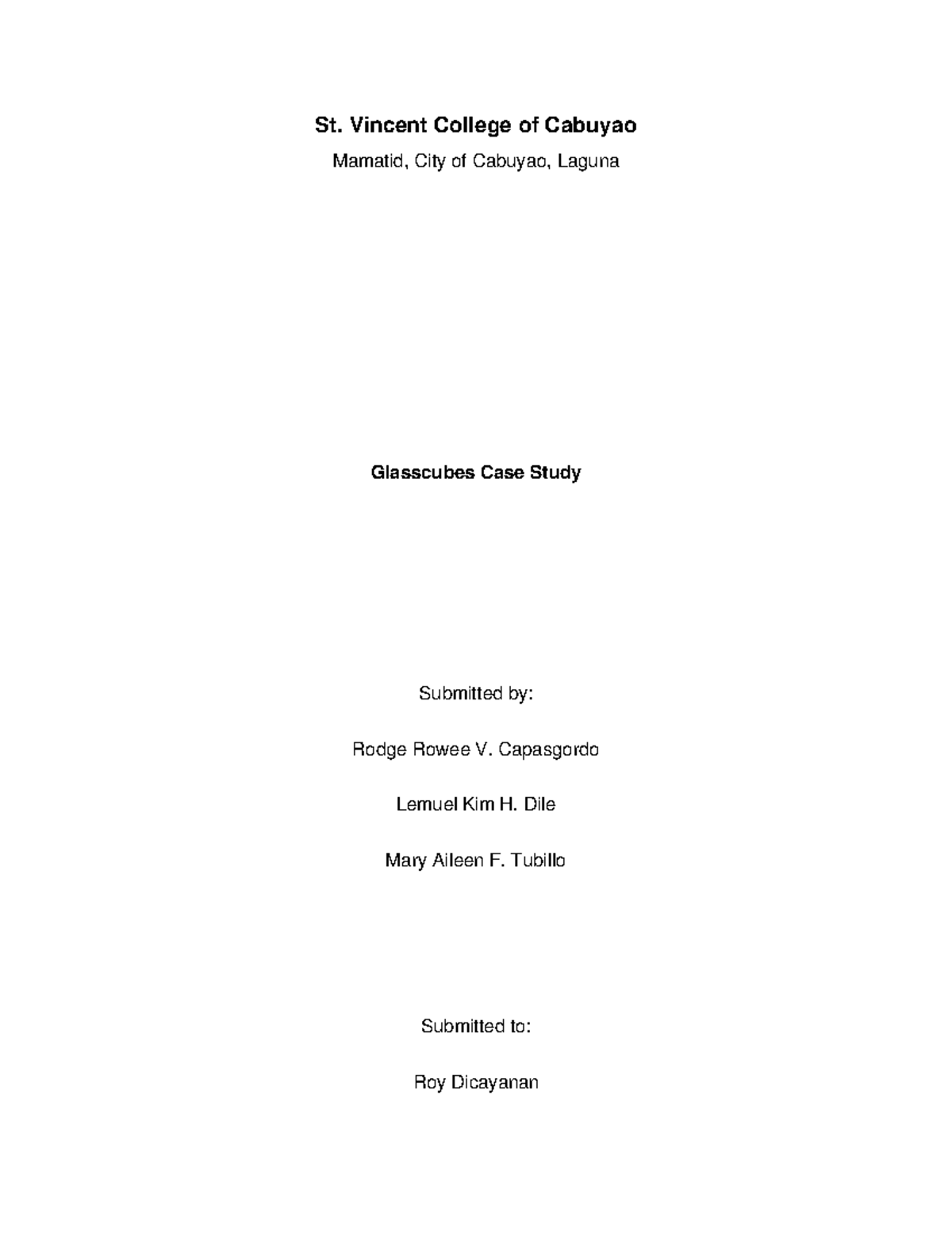 Glass cube case study solved Management Information System, MIS - St ...