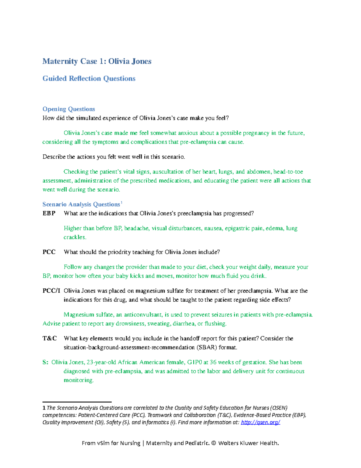 Olivia Jones Maternity Case 01 GRQ.docx - Maternity Case 1: Olivia ...