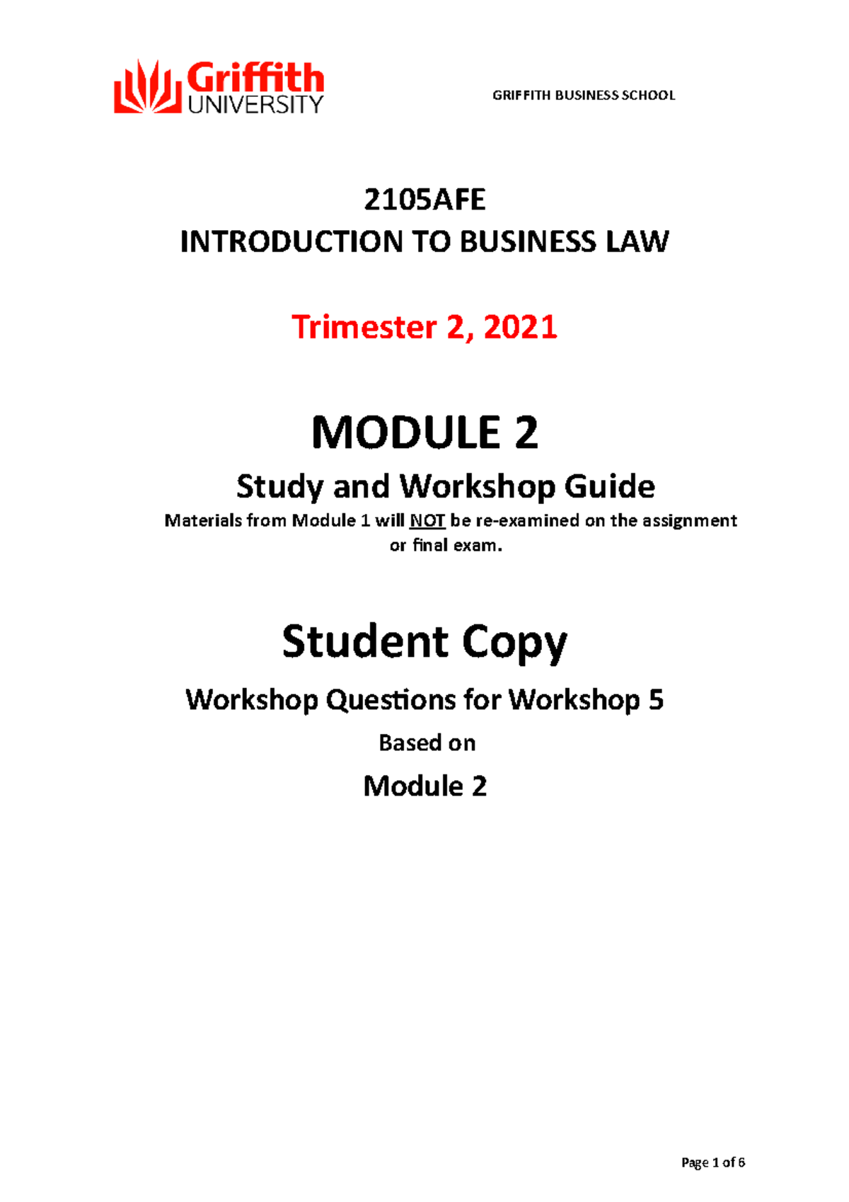 2105AFE Study & Workshop Guide (Module 2) - GRIFFITH BUSINESS SCHOOL ...