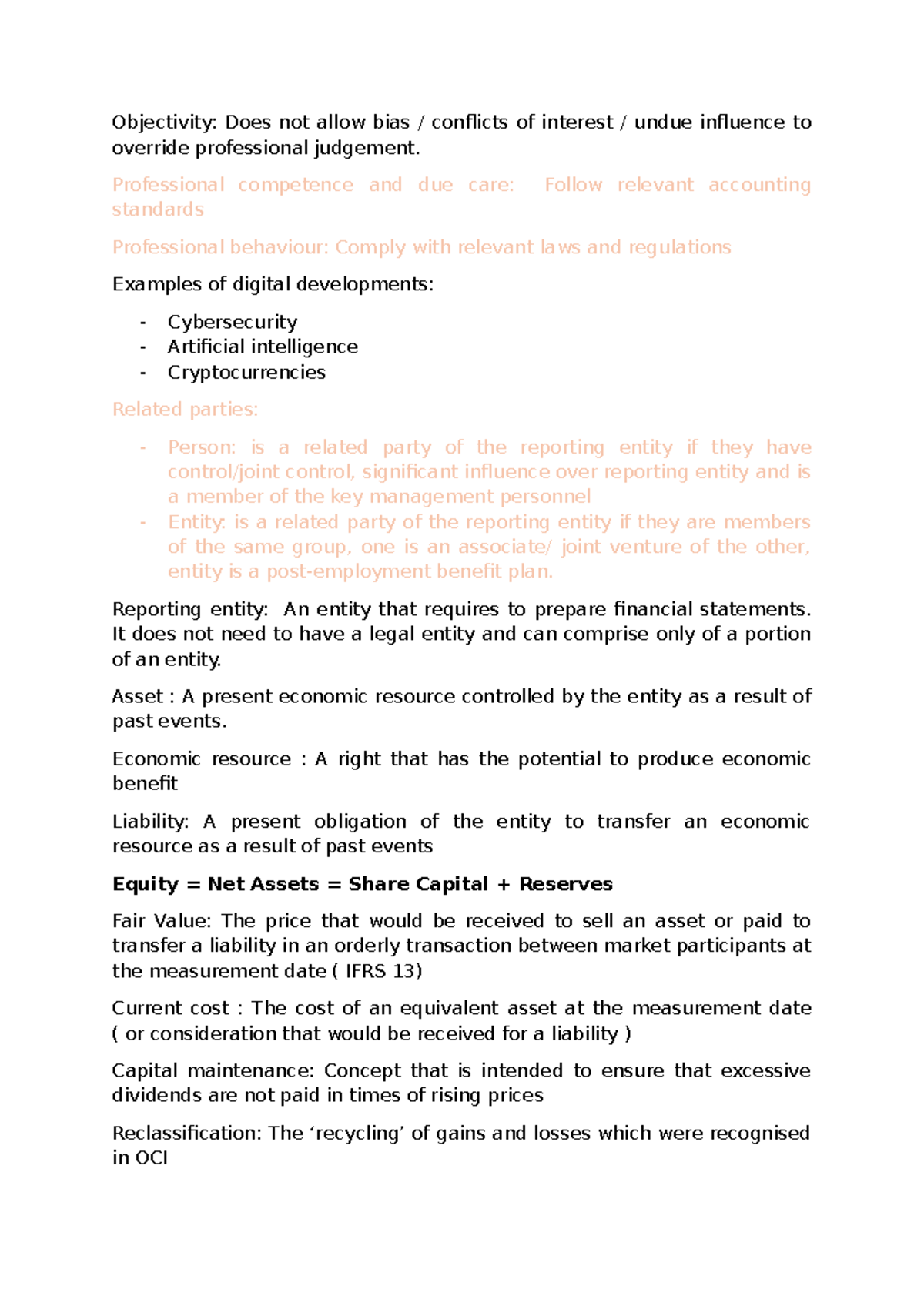 Definitions - Objectivity: Does not allow bias / conflicts of interest ...