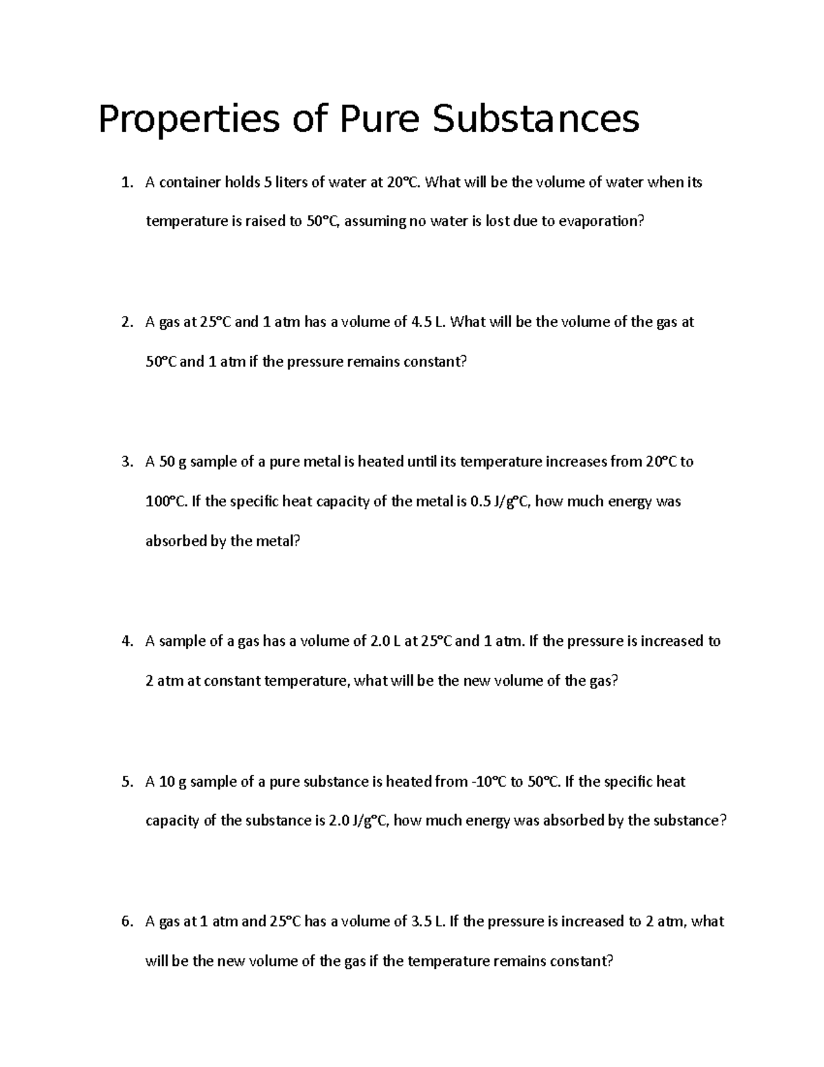 Properties of Pure Substances - What will be the volume of water when ...