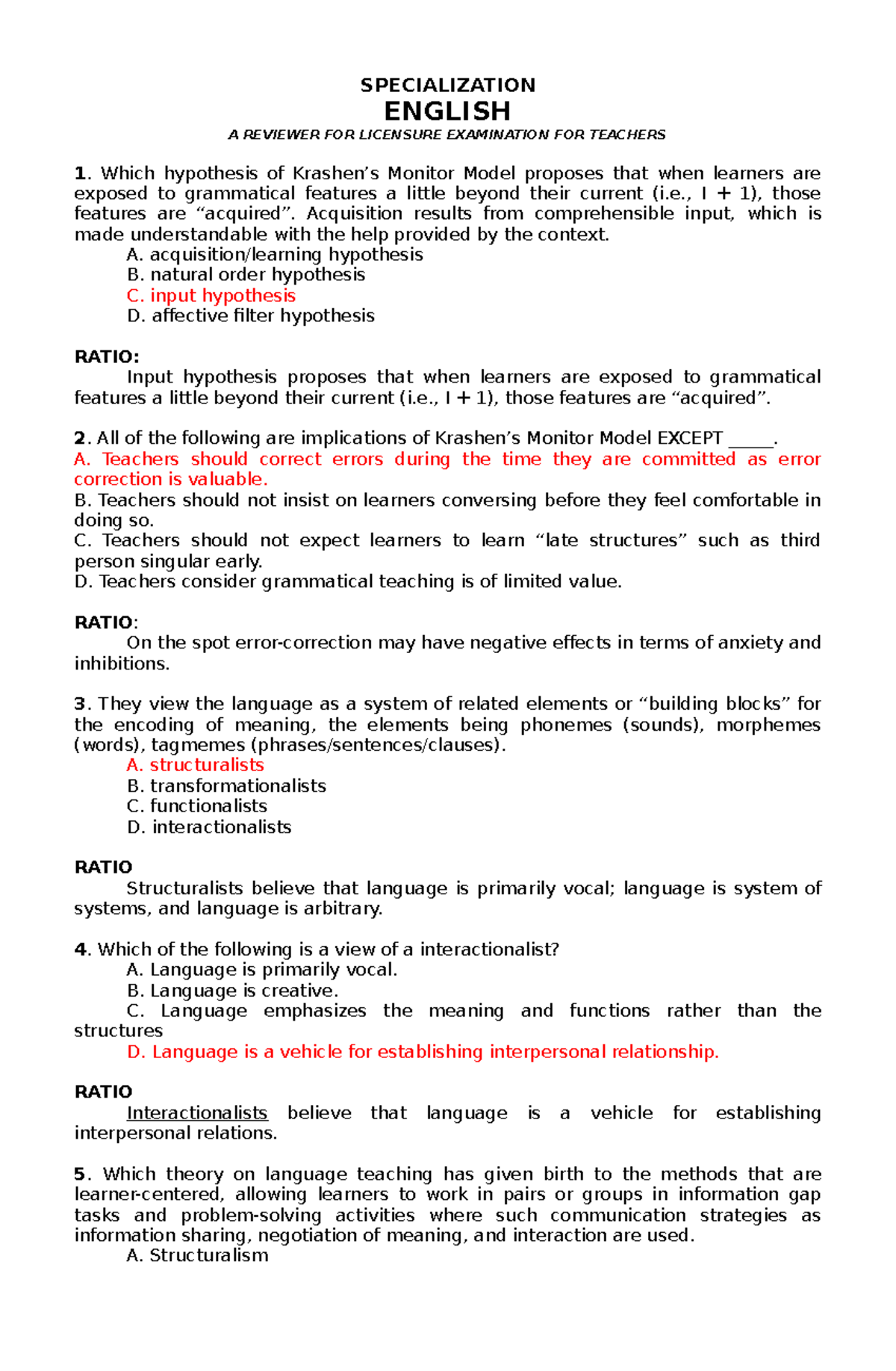 Reviewer English Specialization - SPECIALIZATION ENGLISH A REVIEWER FOR ...