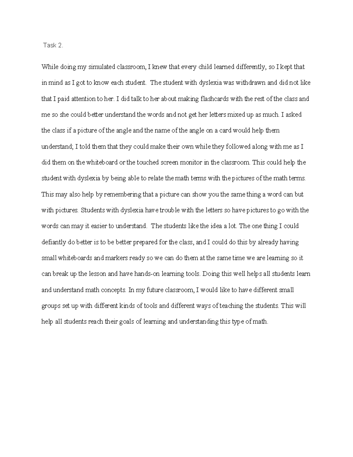 Div task 2 - passed 1st time - Task 2. While doing my simulated ...