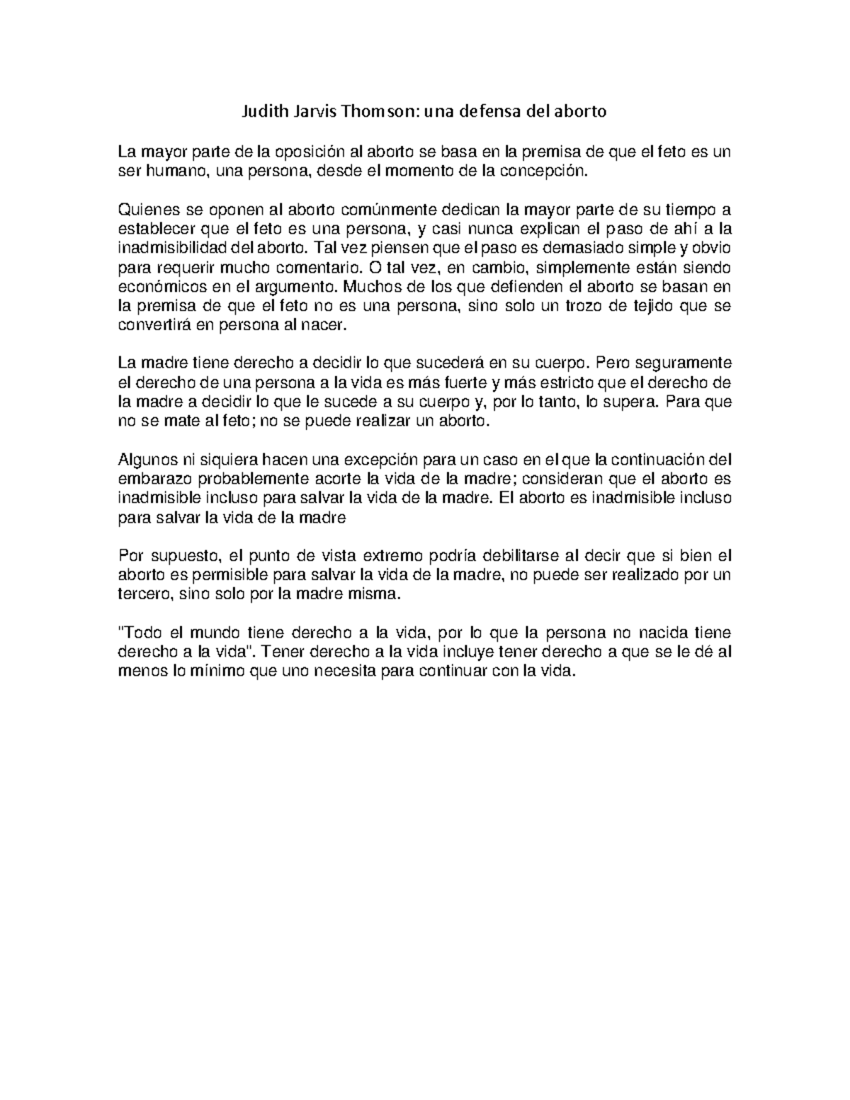 Una defensa del aborto - assssssss - Judith Jarvis Thomson: una defensa ...