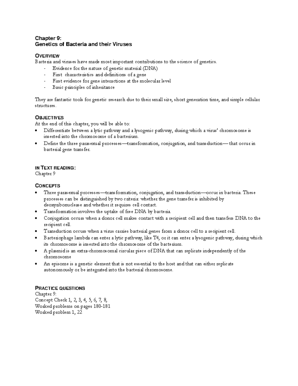 Bacterial and Viral Genetic Systems - Summary + assigned textbook ...
