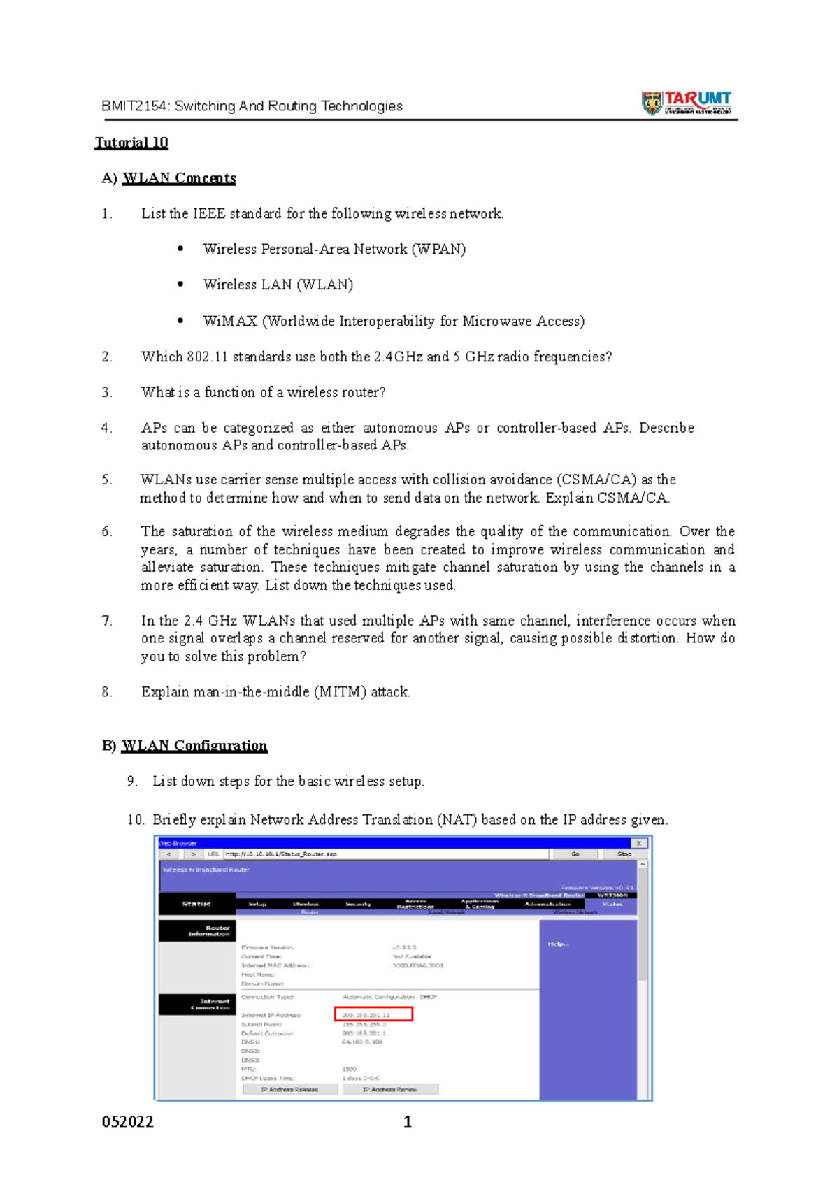 BMIT2154 T10 WLAN Concepts and WLAN Configuration - BMIT2154: Switching And Routing Technologies ...
