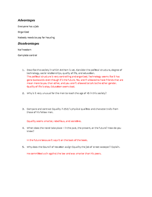 2 The Giver Answers - The Giver by Lois Lowry ANSWERS TO READING ...