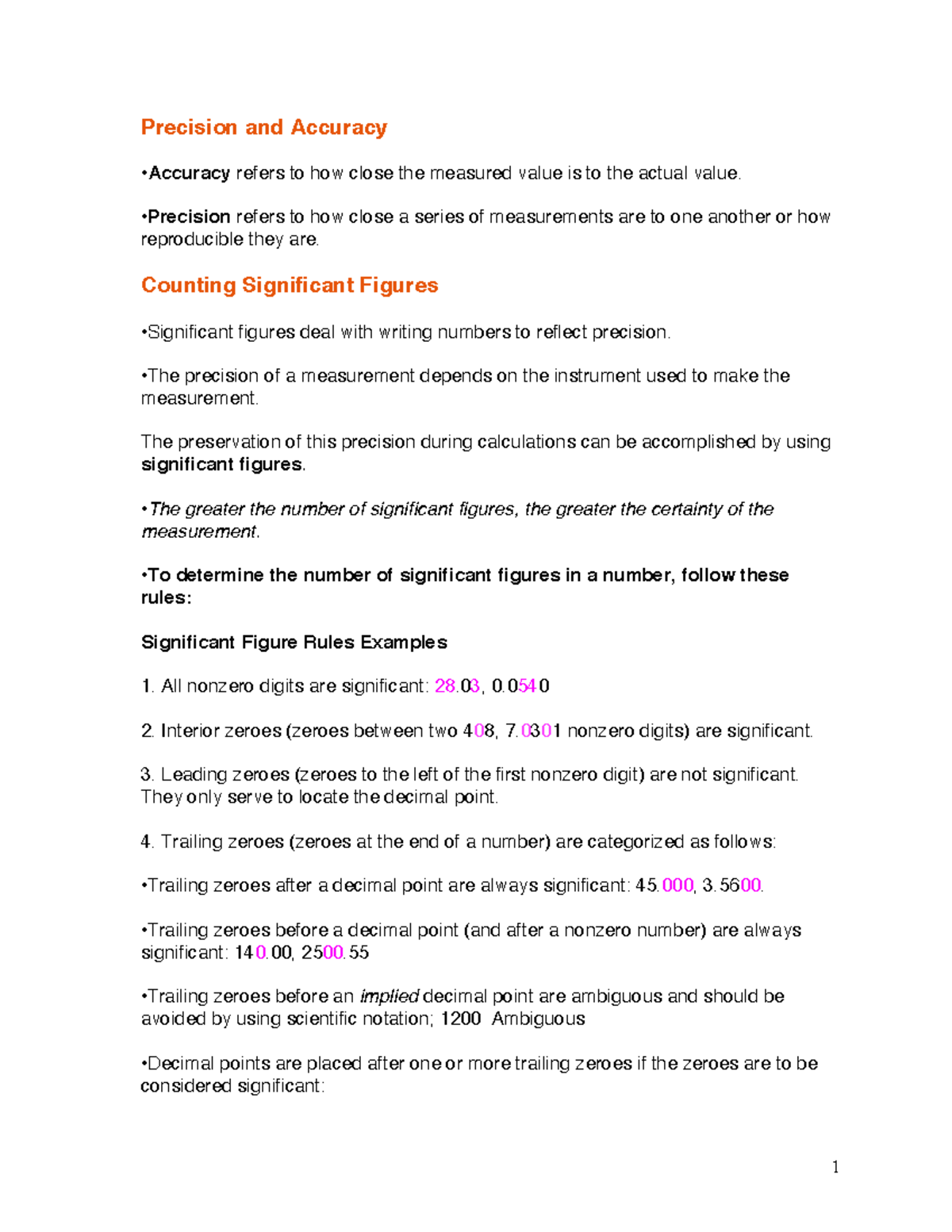 Significant+figure+worksheet - Precision and Accuracy Accuracy refers ...