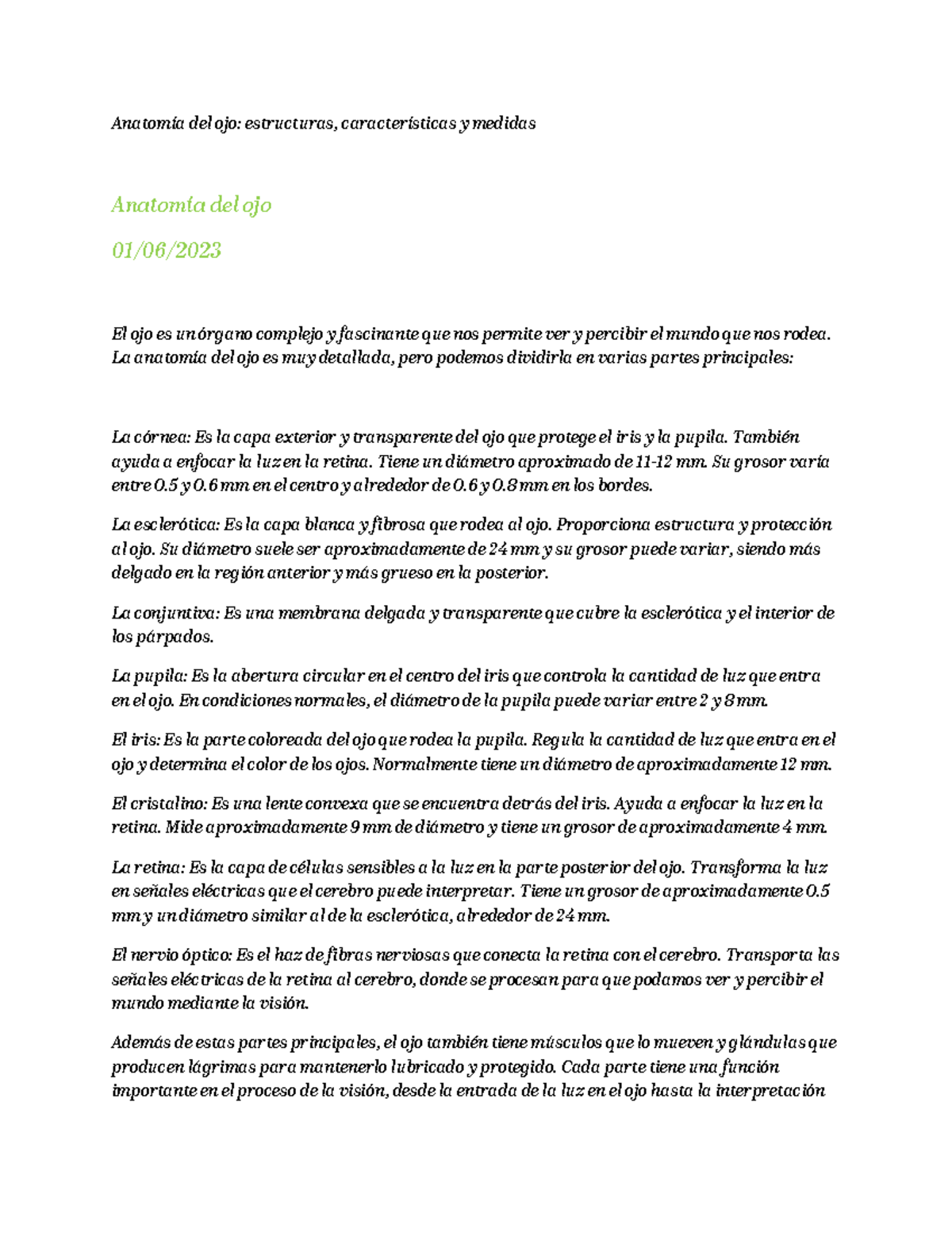 Anatomía del oj-WPS Office - Anatomía del ojo: estructuras ...