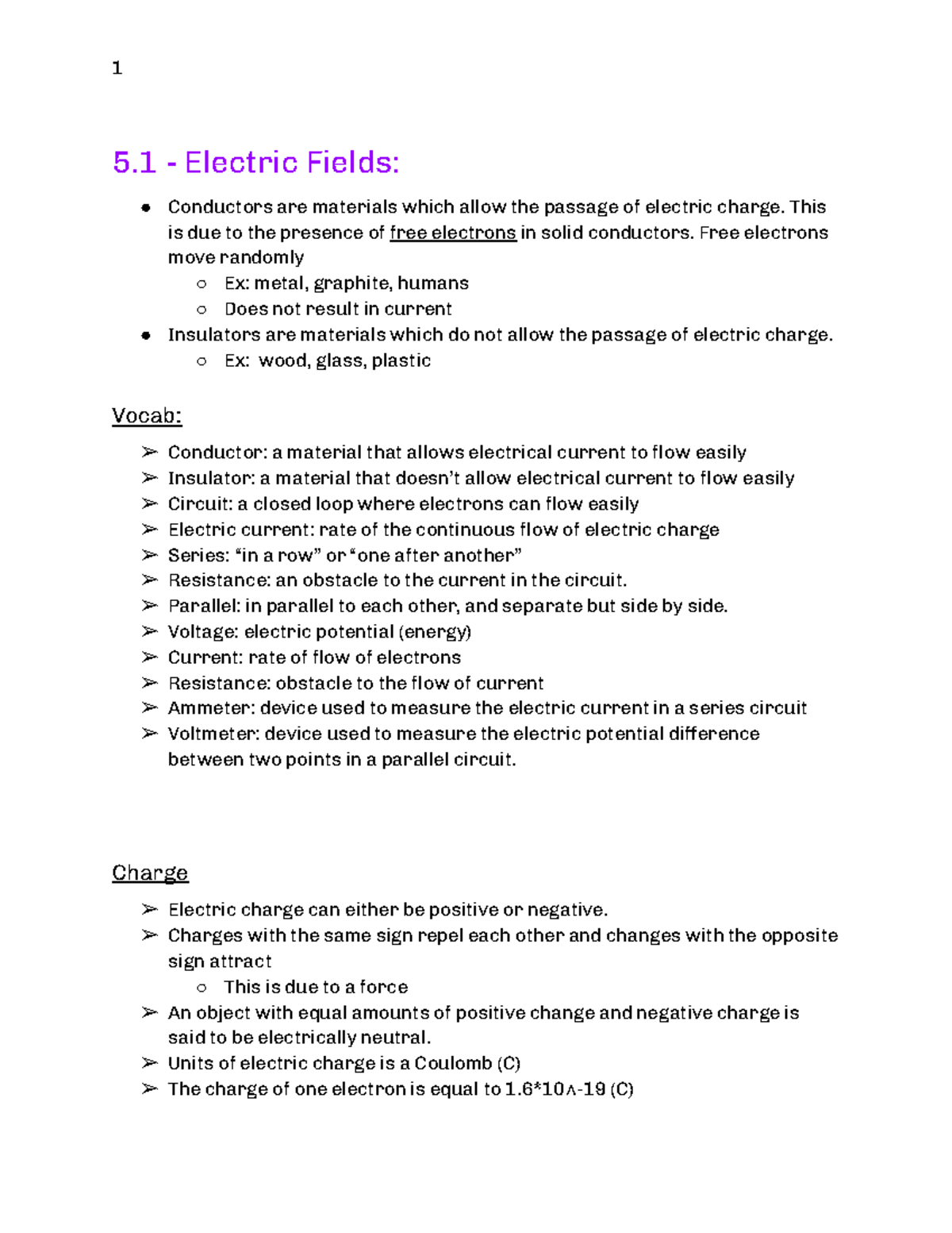 IB Physics Electricity and Magnetism Topic 5 Study Guide - 5 - Electric ...