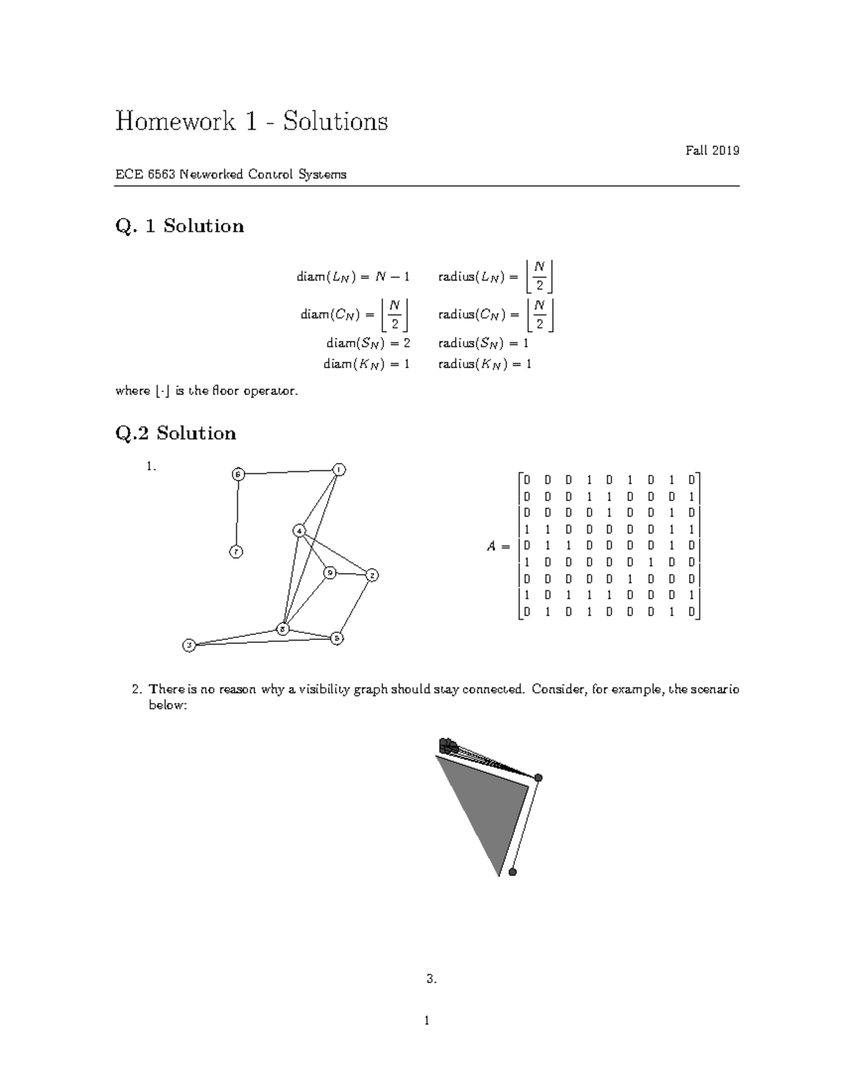 HW1 sol - ECE Grad Course HW 1 - Homework 1 - Solutions Fall 2019 ECE ...