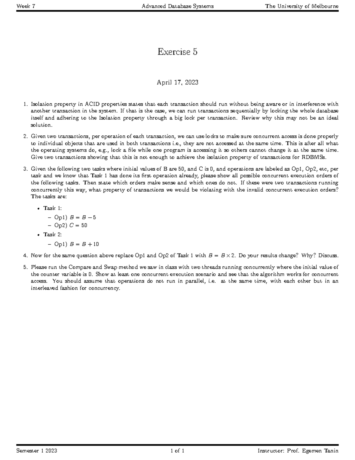 E5-Week7 - Tutorial Week 7 - Week 7 Advanced Database Systems The ...