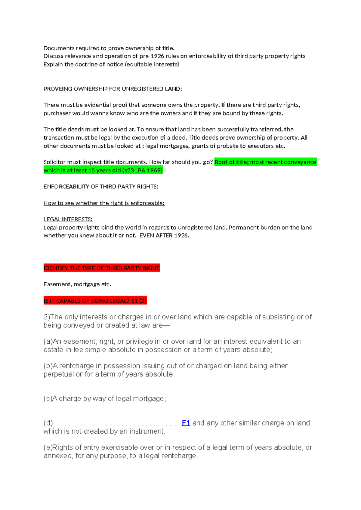 Land law unregistered title - Documents required to prove ownership of ...