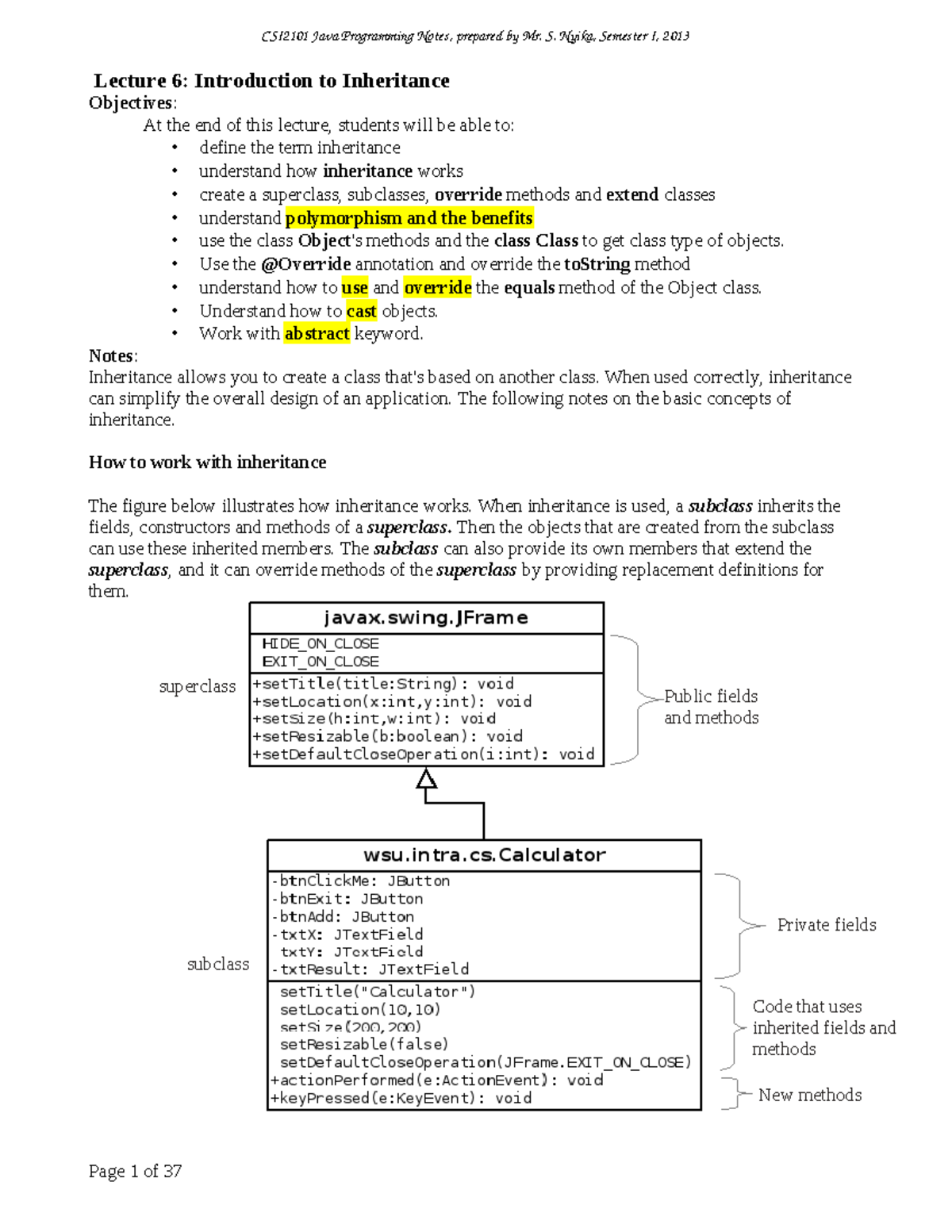 Lecture 6 - Programming in Java & Networking - Lecture 6: Introduction ...