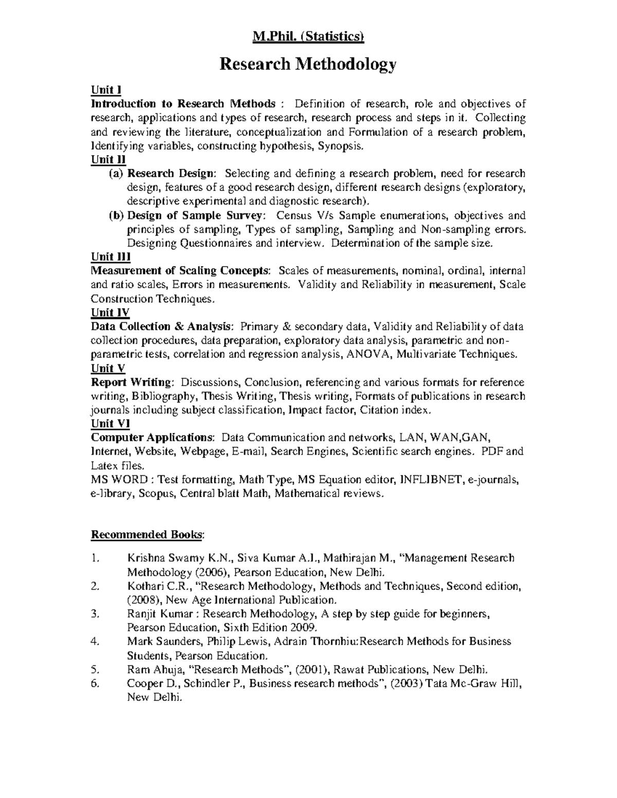 MPhil Stats Research Methodology-Part1 - M. (Statistics) Research ...
