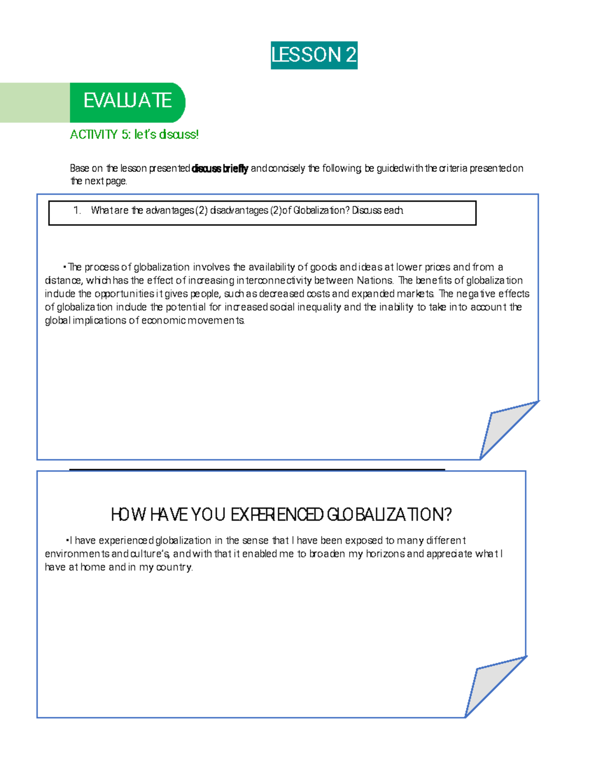 GE 2003 20 Lesson 02 - Anonymous - ACTIVITY 5: let’s discuss! Base on ...