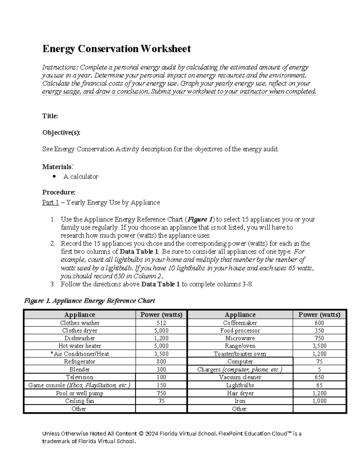 Energy conservation worksheet - Energy Conservation Worksheet ...