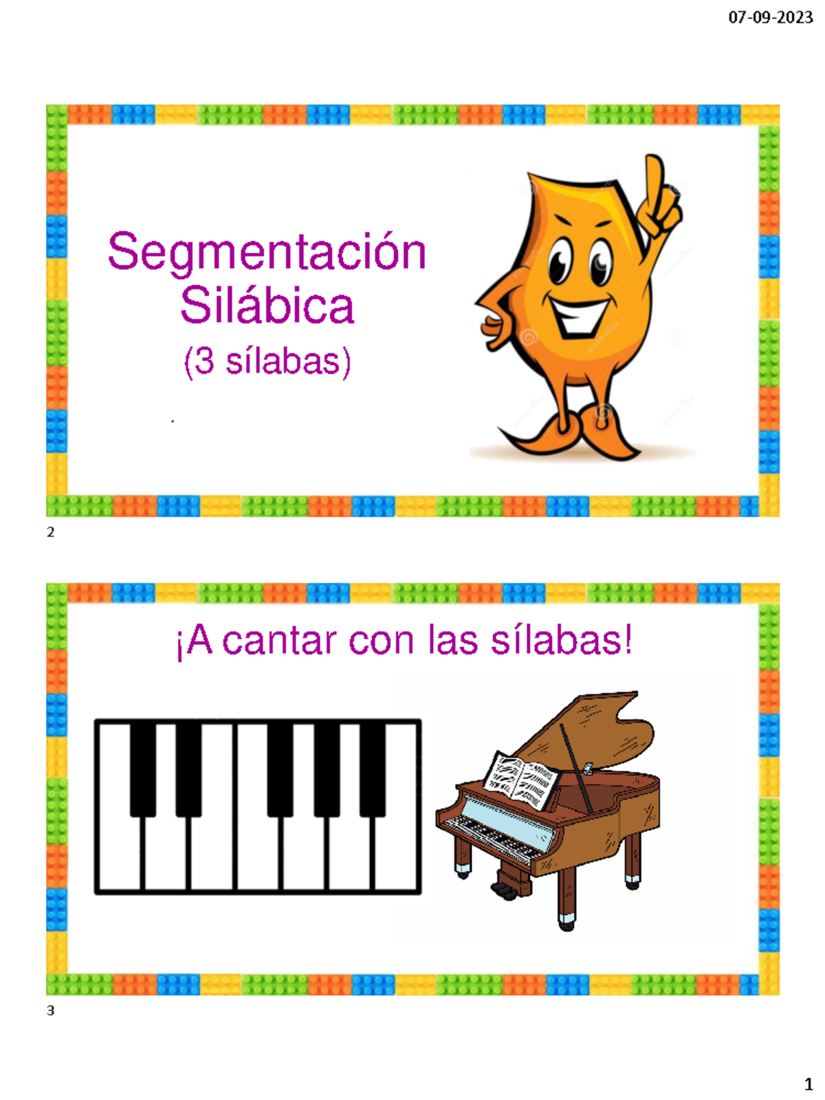 Trisílabos Piano - Práctica - Segmentación Silábica (3 sílabas) . . ¡A ...