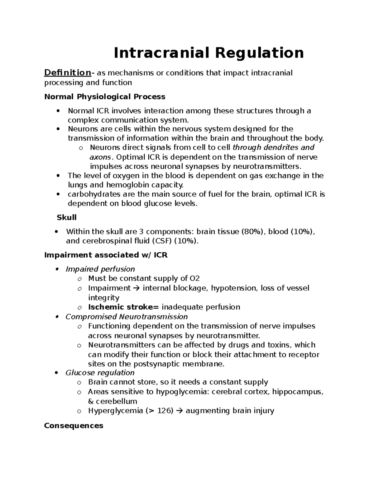 Intracranial Regulationnotes - Intracranial Regulation Definition- as ...