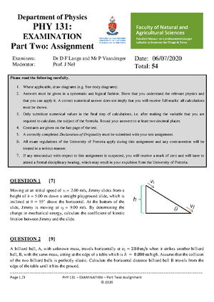 PHY131 2022 Study Guide - Study Guide Department of Physics Physics for ...