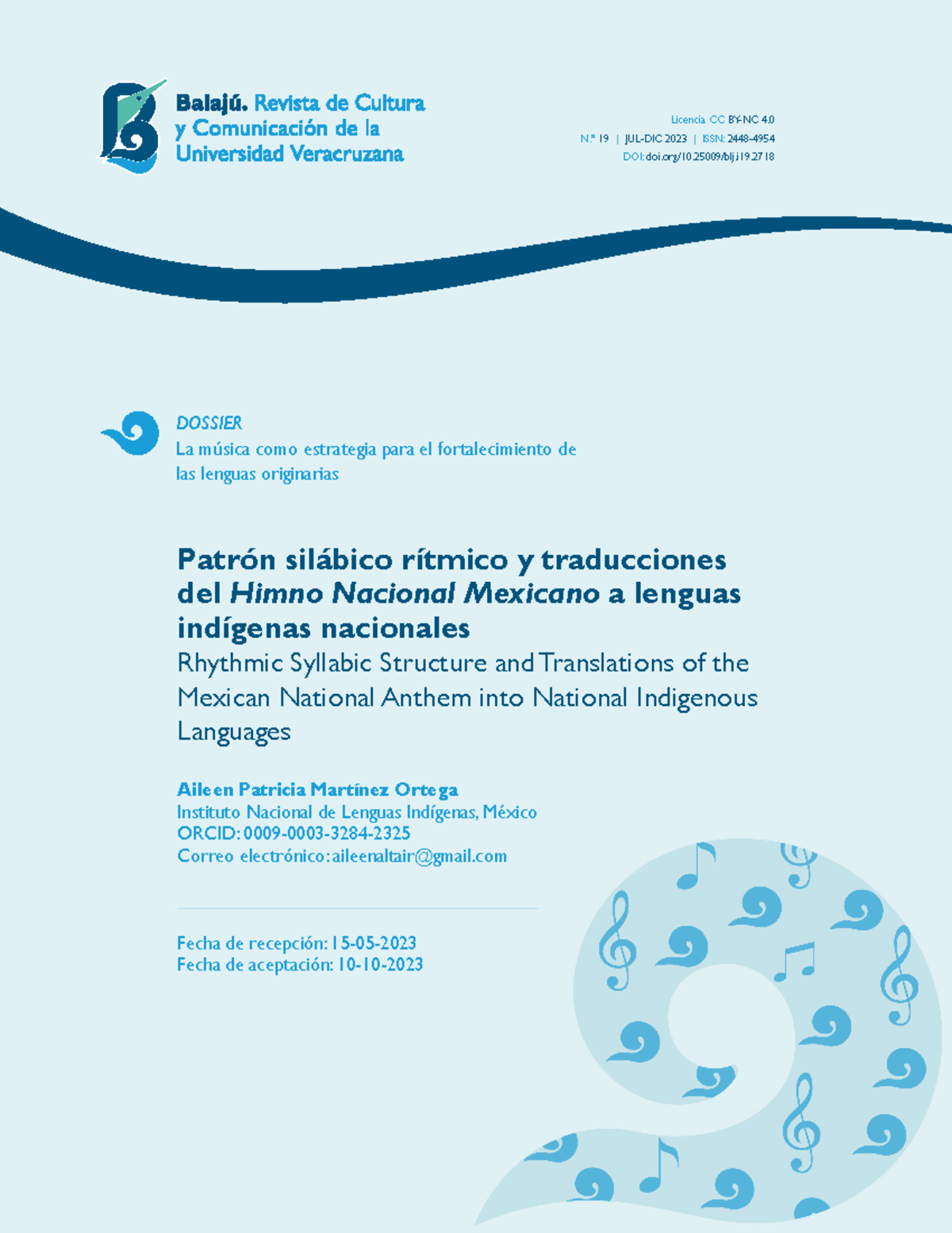 B19 - hvhvv - Licencia CC BY-NC 4. N.º 19 | JUL-DIC 2023 | ISSN: 2448 ...