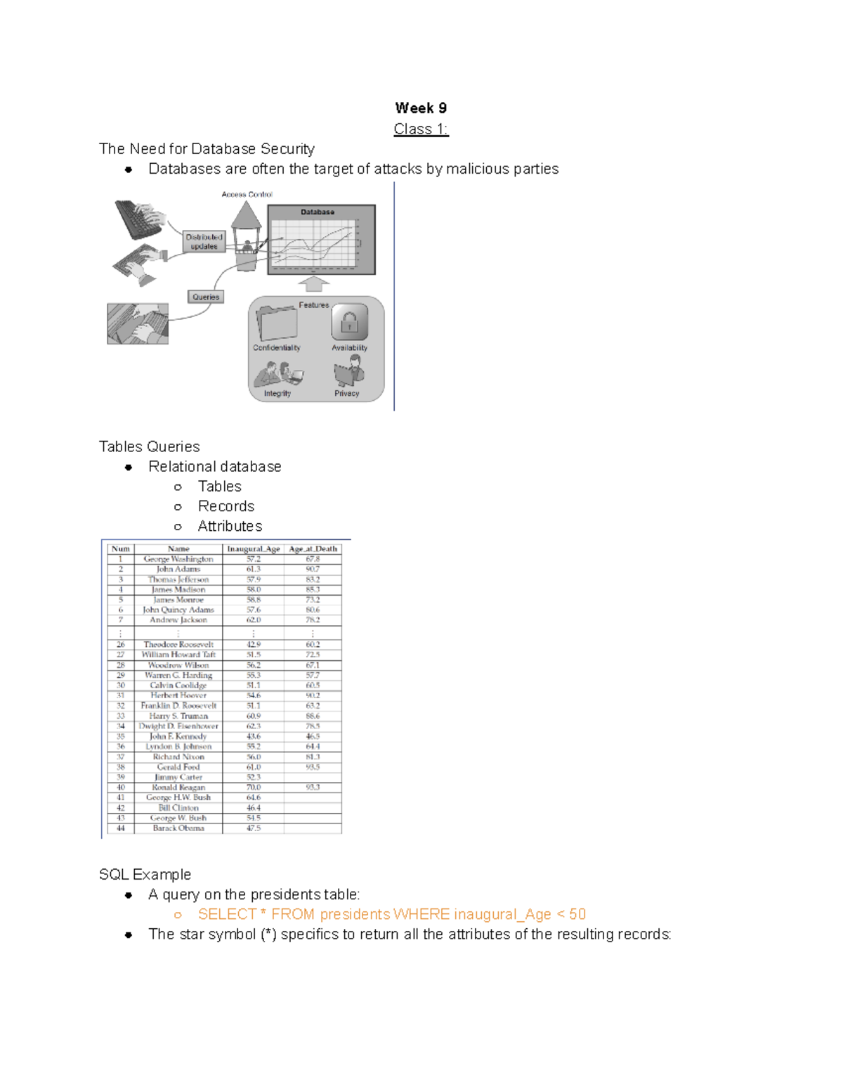 Computer Security 102 Week 9 - Week 9 Class 1: The Need for Database ...