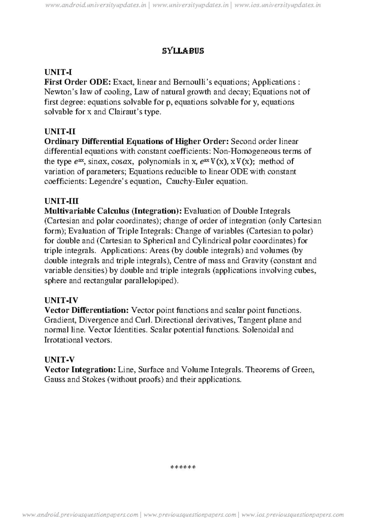 SEM2 MATH Notes ALL Units - SYLLABUSSYLLABUSSYLLABUSSYLLABUS UNIT-I ...