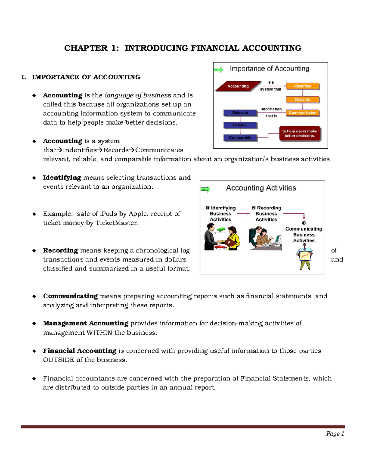 Chapter 1 Notes - Summary Finance - CHAPTER 1: INTRODUCING FINANCIAL ...