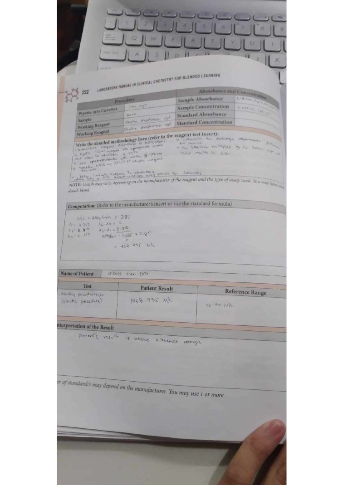 ALP - Electrolyte Worksheets - LABORATORY MANUAL IN CLINICAL CHEMISTRY ...