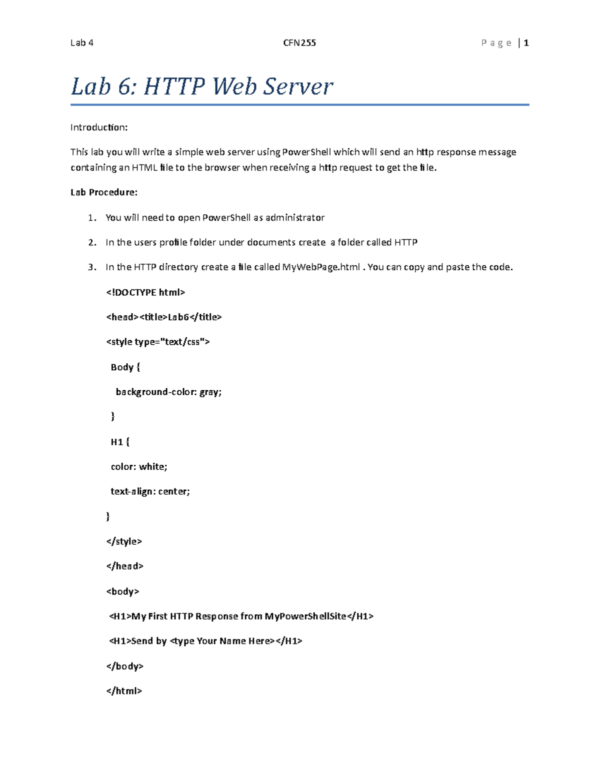 Het DCF Lab 6 - it is lab 6 - Lab 6: HTTP Web Server Introduction: This ...