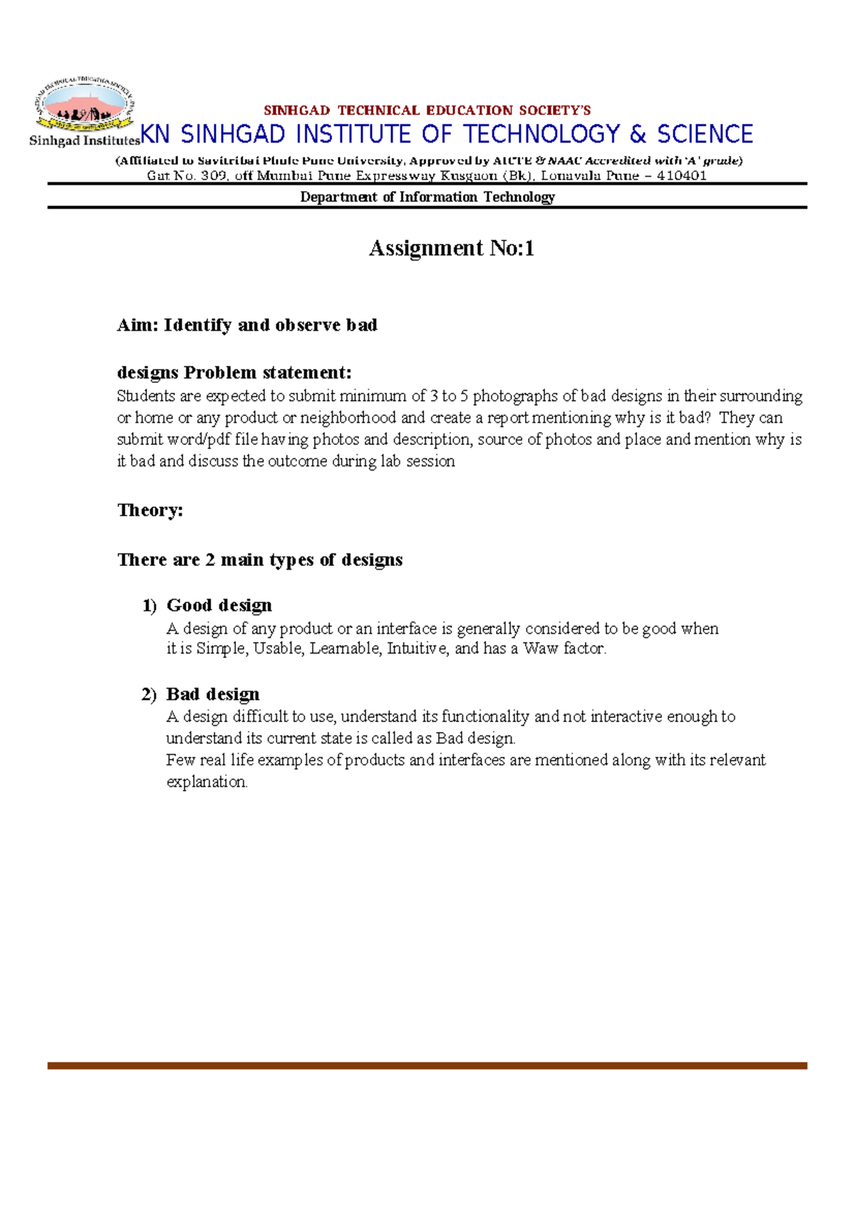 EXPT 1 TO 3 - HCI lab manual assignment 1 to 3 - SINHGAD TECHNICAL EDUCATION SOCIETY’S SKN ...