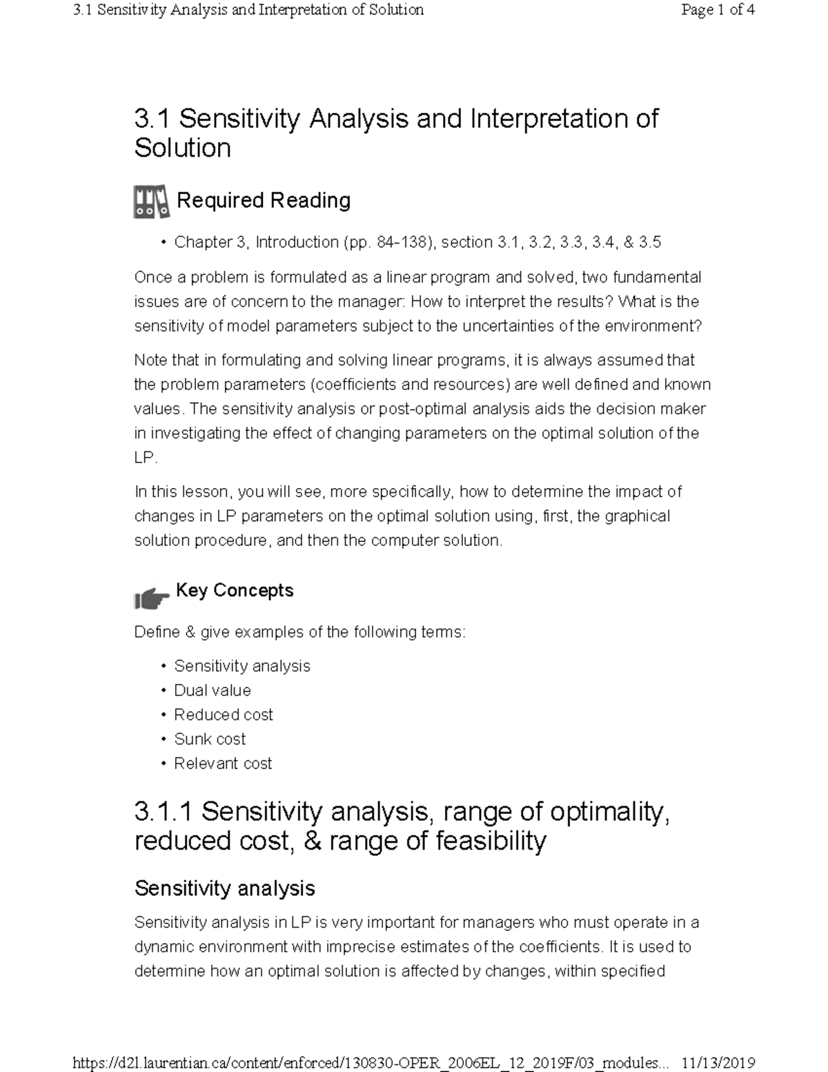 3.1 Sensitivity Analysis and Interpretation of Solution - 3 Sensitivity ...