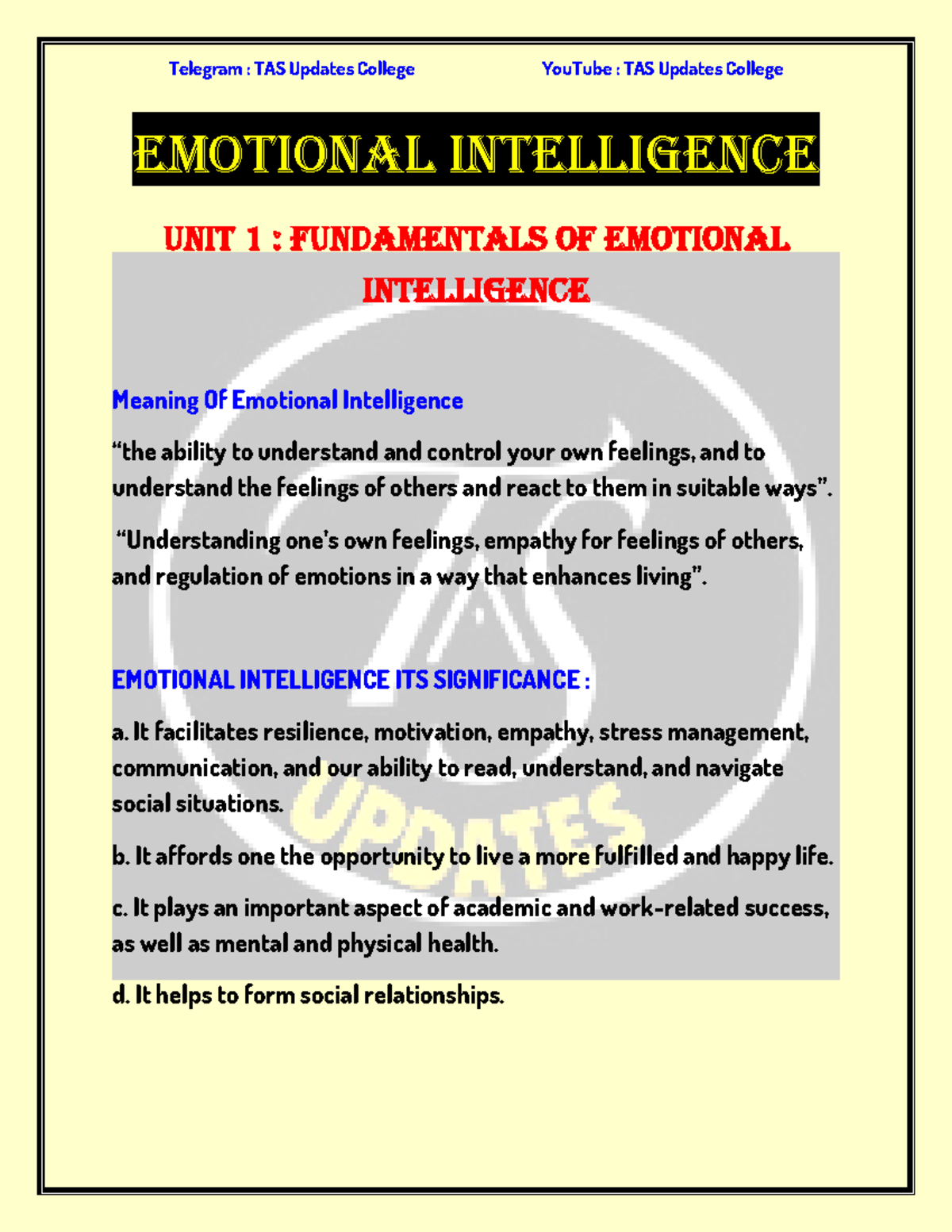 5 6181730065307405442 - Emotional Intelligence Unit 1 : Fundamentals of ...