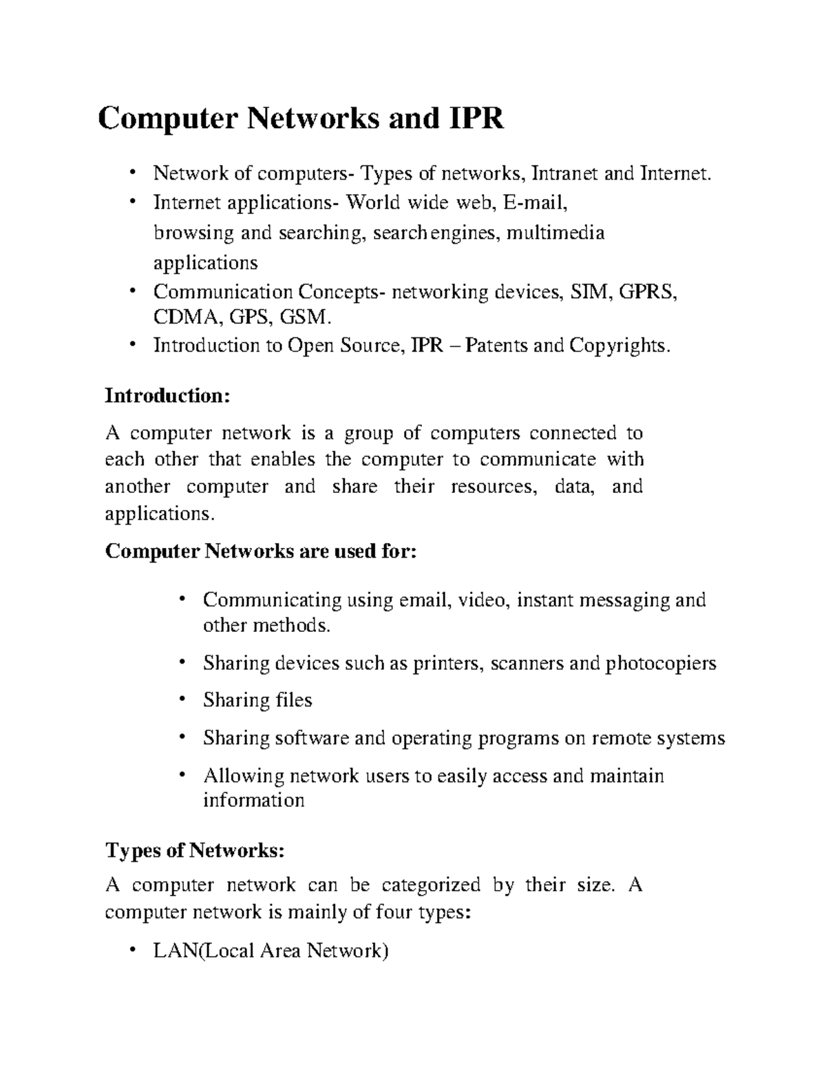 Computer Networks and IPR - Computer Networks and IPR Network of ...