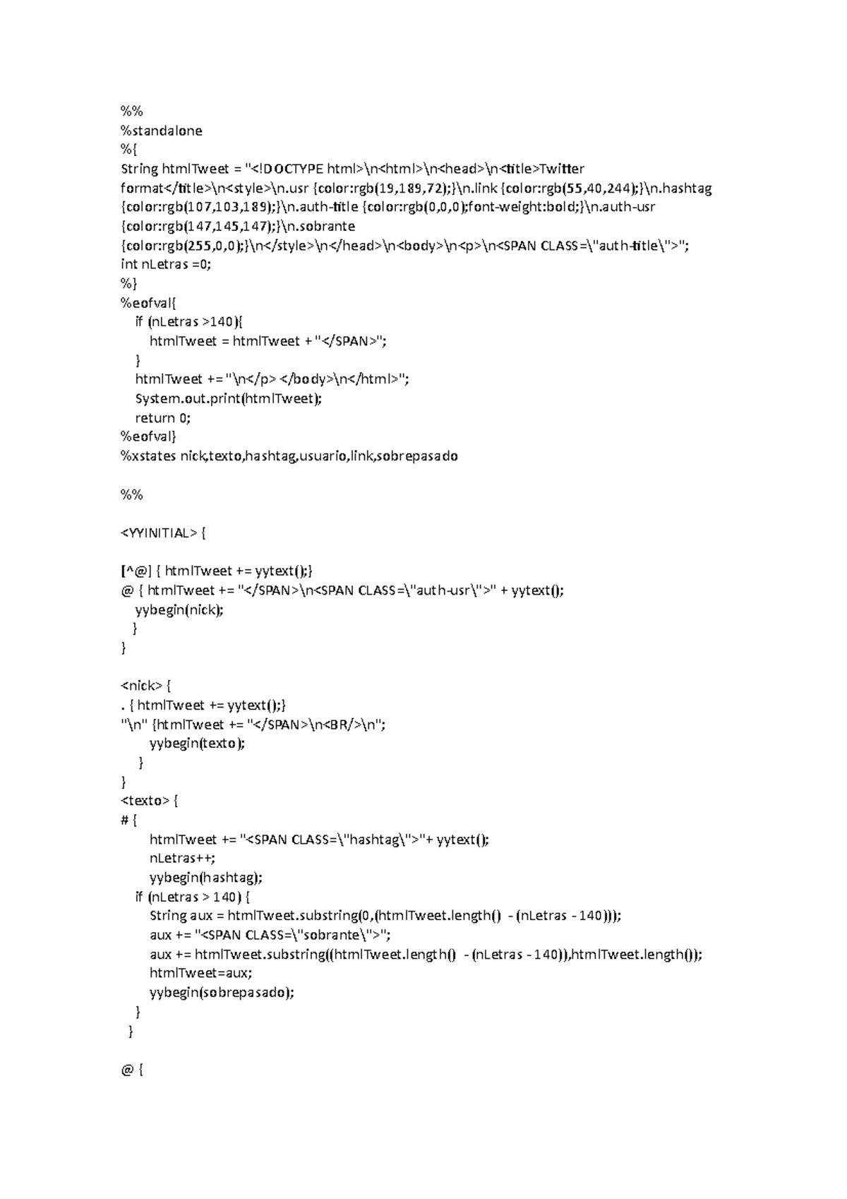 Tweet - %% %standalone %{ String htmlTweet