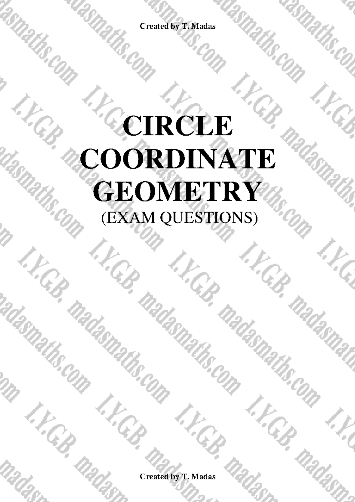 Circle coordinate geometry exam questions - CIRCLE COORDINATE GEOMETRY (EXAM QUESTIONS) Question ...