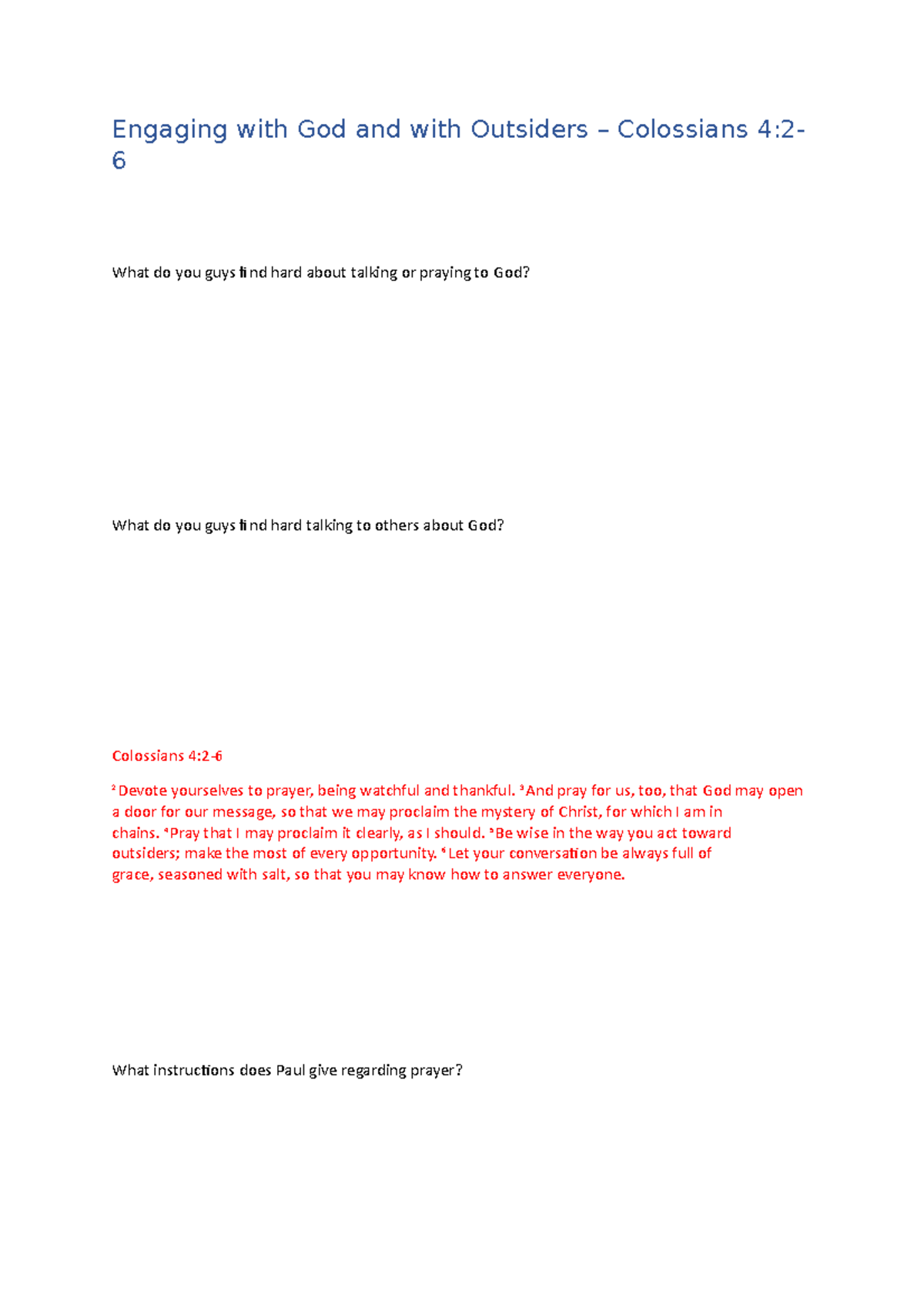 Engaging with God and with Outsiders Colossians - Engaging with God and ...