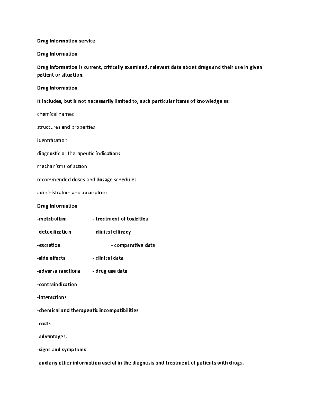 Drug information services - Drug information service Drug Information ...