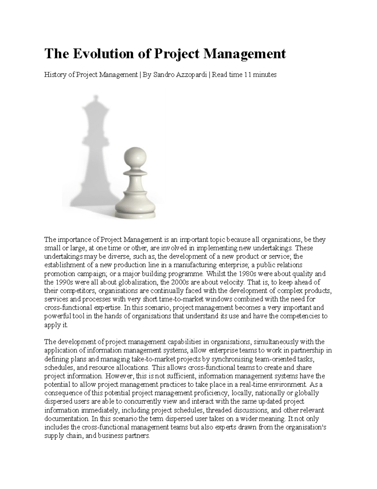 The Evolution of Project Management - The Evolution of Project ...