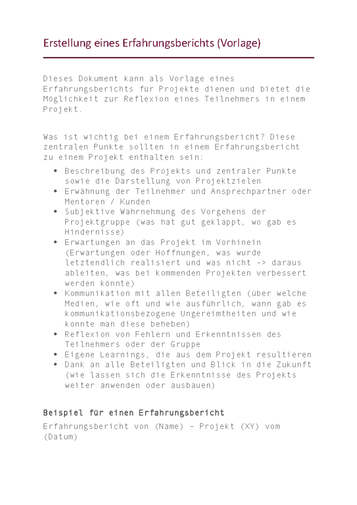 Erfahrungsbericht - Was ist wichtig bei einem Erfahrungsbericht? Diese ...