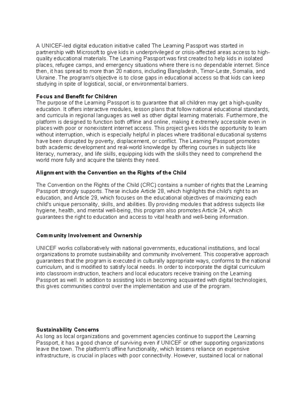 Module 3 Assignment - A UNICEF-led digital education initiative called ...