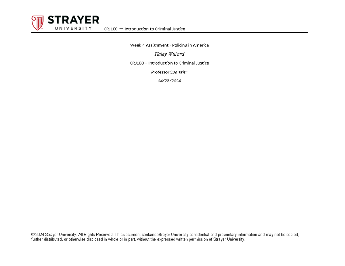 Cf policing in america assignment template. DONE - Week 4 Assignment ...
