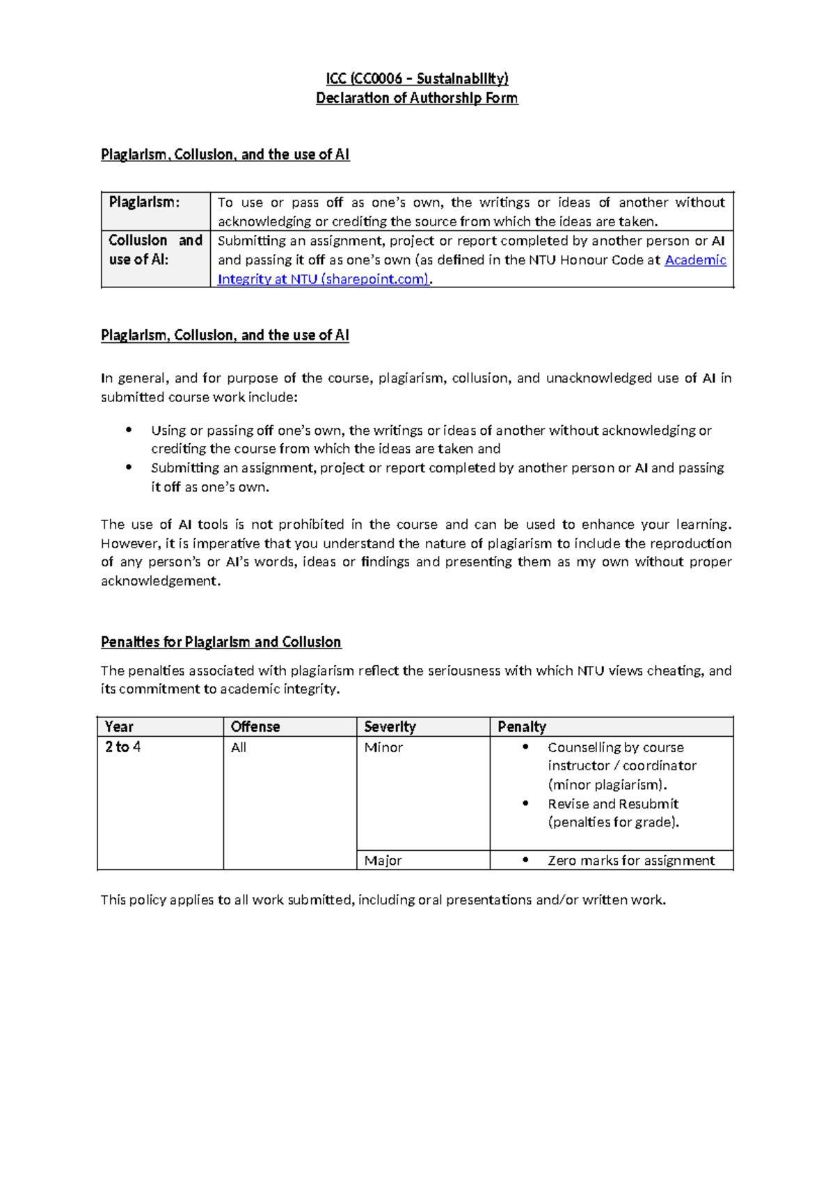ICC CC0006 Sustainability Declaration (Group Project) AY23-24 - ICC ...