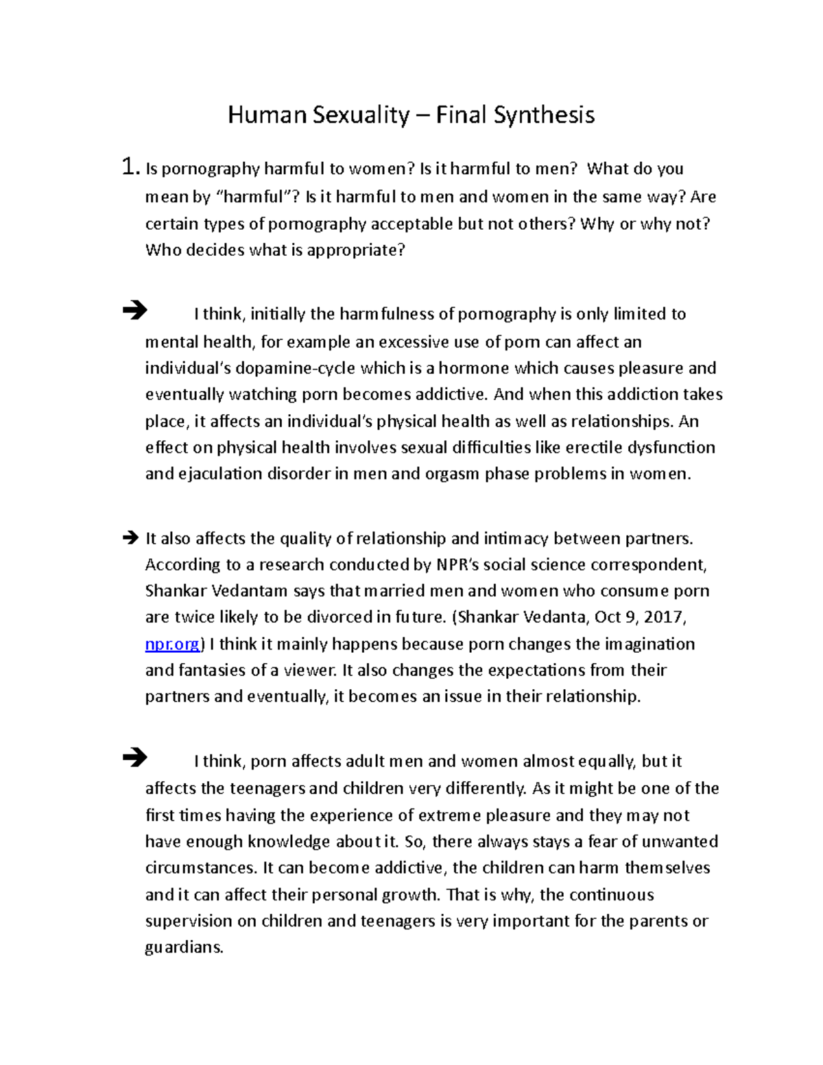 Human Sexuality - Final Synthesis - And when this addiction takes place ...