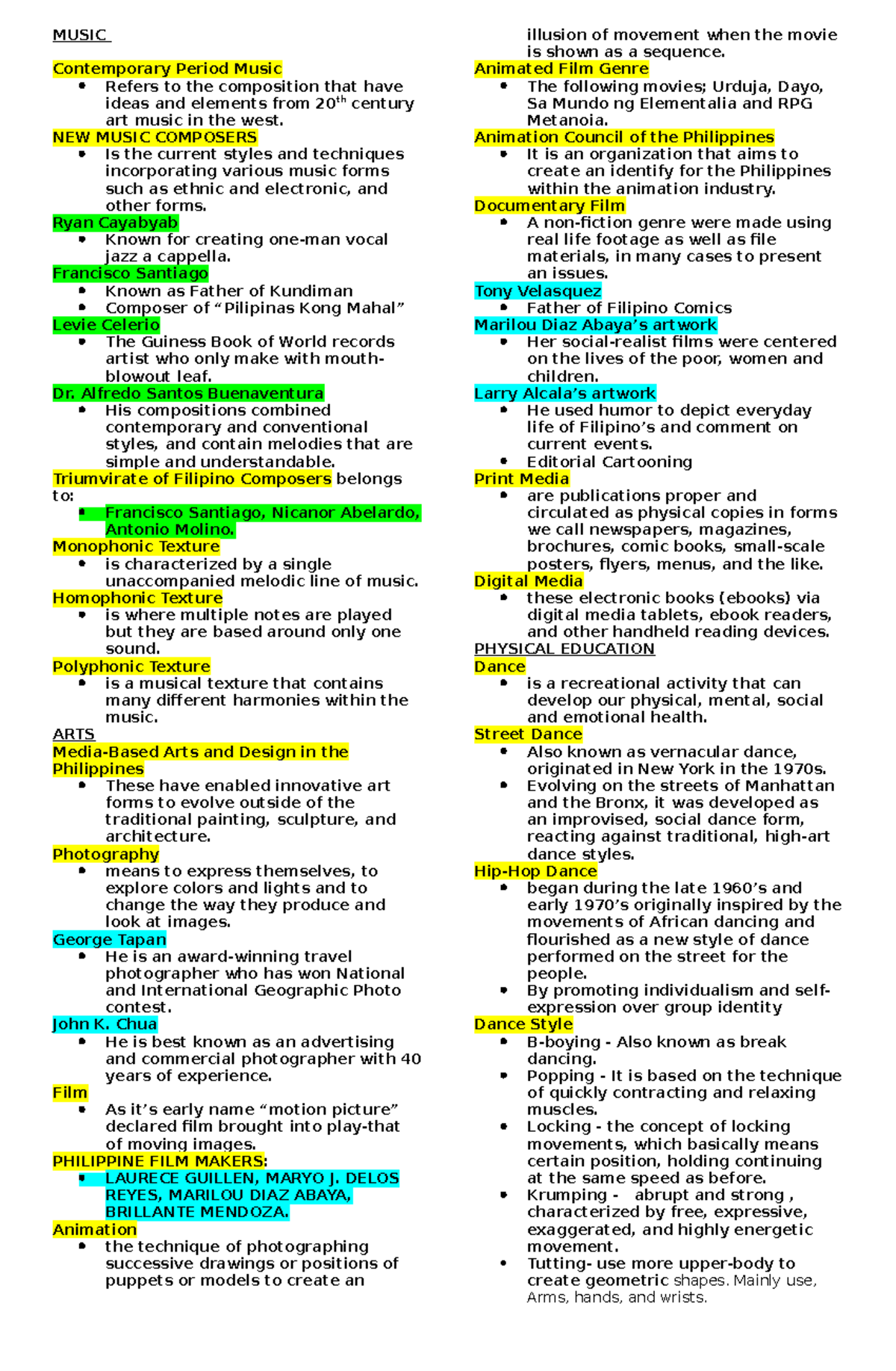 3rd-Quarter- Mapeh 10 Pointers-to-Review - MUSIC Contemporary Period ...