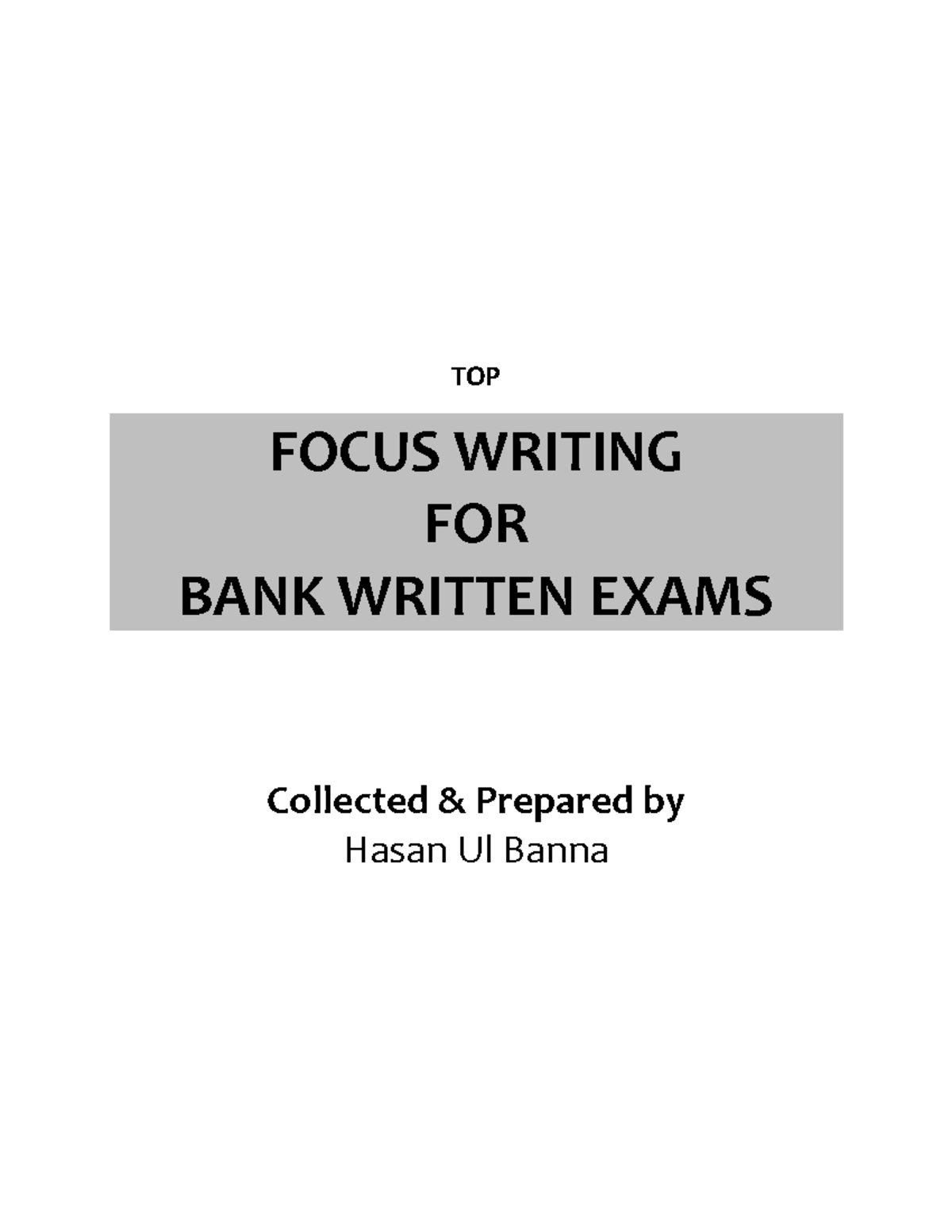 Focus Writing FOR BANK Written Exams - TOP FOCUS WRITING FOR BANK ...