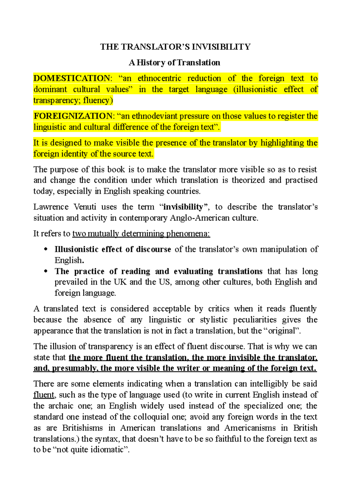 Lawrence Venuti module A - THE TRANSLATOR’S INVISIBILITY A History of ...