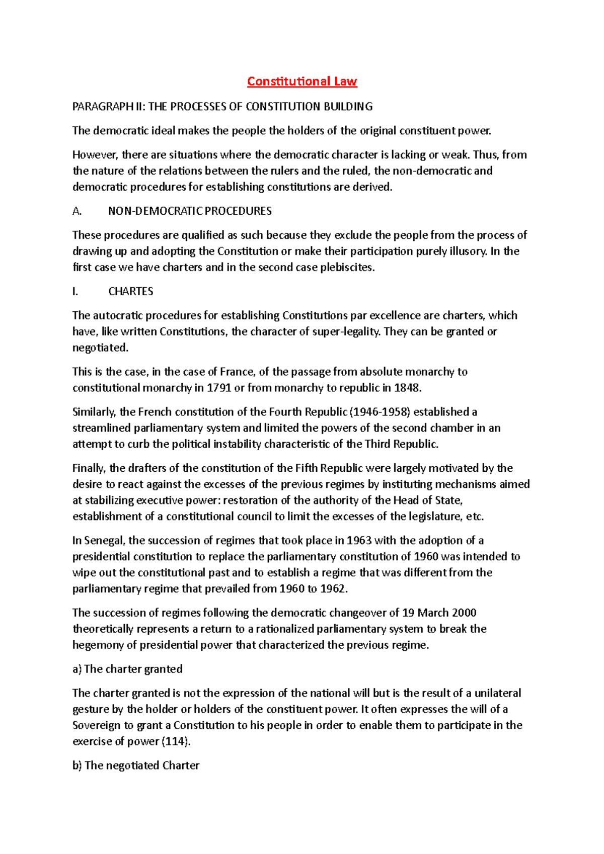 Constitutional Law 43 - Constitutional Law PARAGRAPH II: THE PROCESSES ...