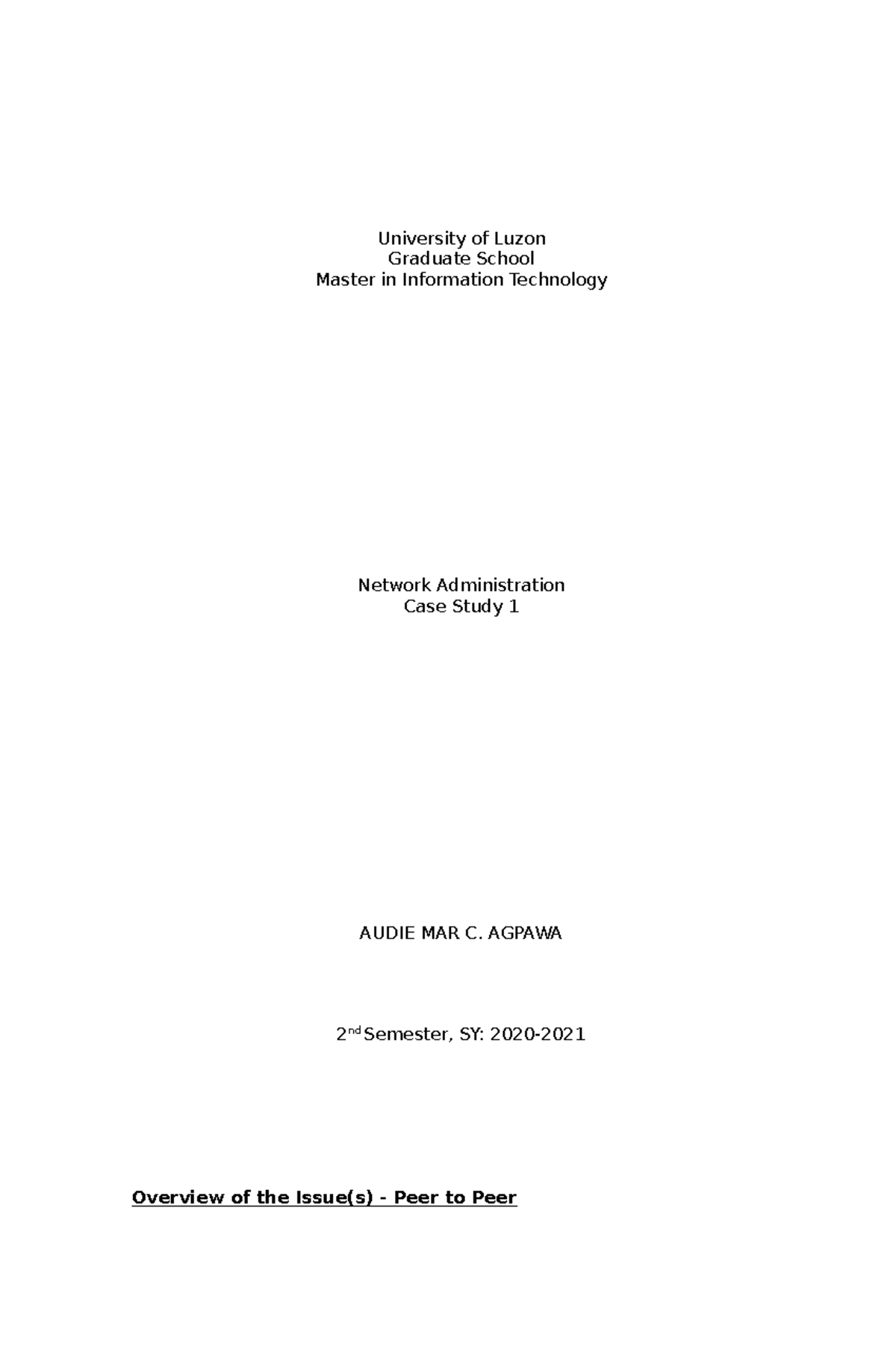 Case-Study for information technology - IT for Management - UTAR - Studocu