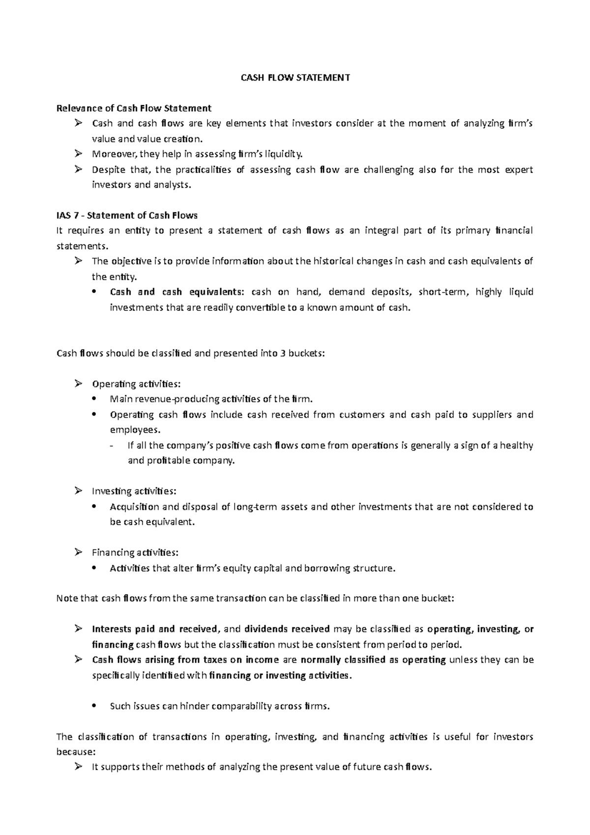 Section 9 - Cash Flow Statements - CASH FLOW STATEMENT Relevance of ...